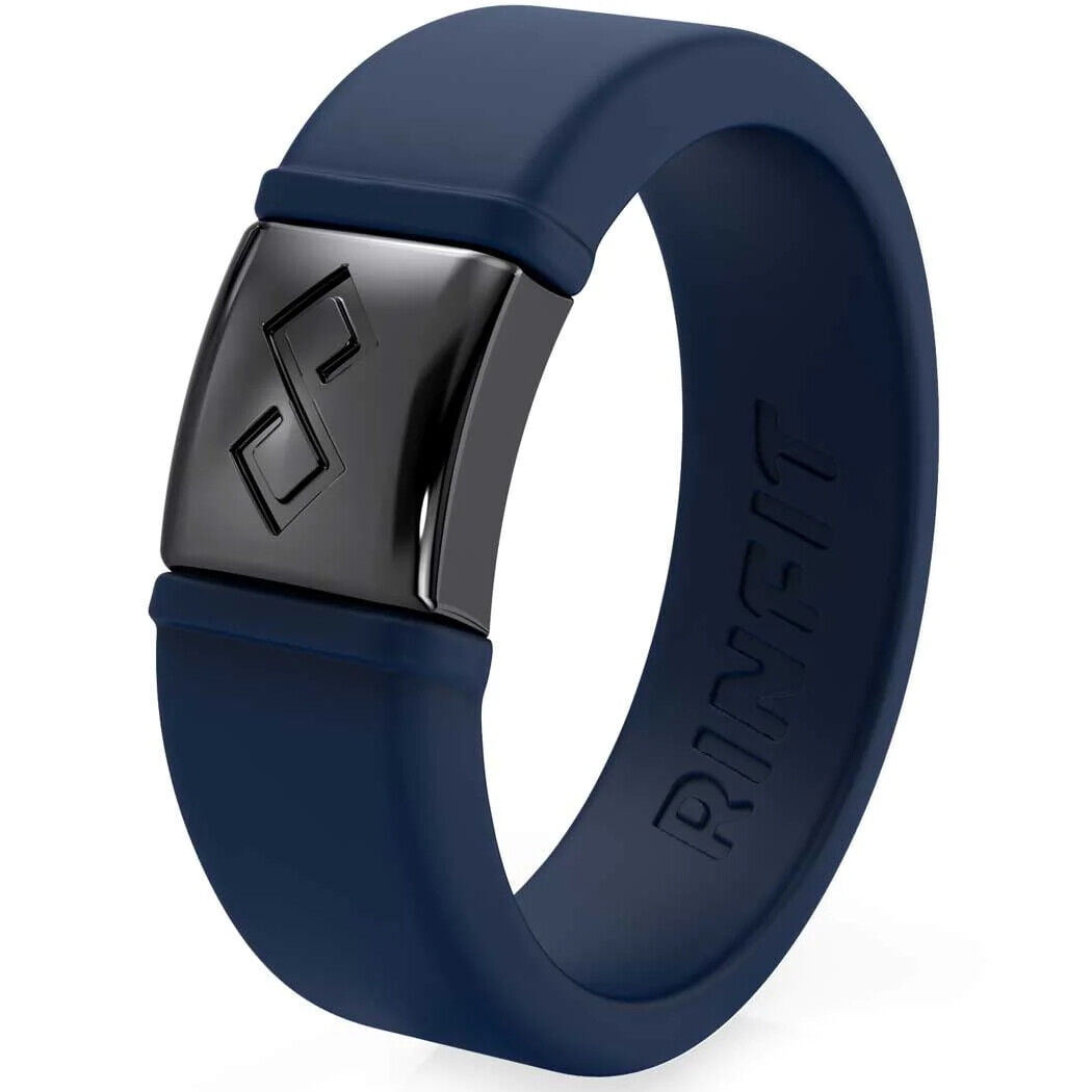 Rinfit Silicone Rings for Men - Male Rubber Wedding Bands - Metal ...