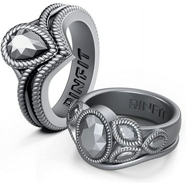 Silicone Wedding Rings for Women - Rubber Band Replacement - Metal ...