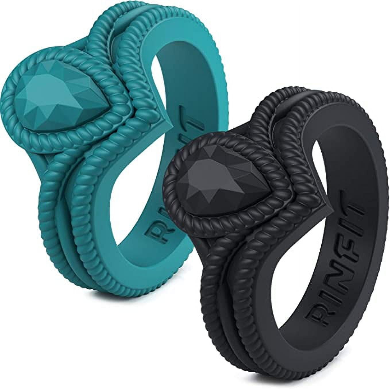 Rinfit Silicone Rings for Women - Female Wedding Rubber Bands - Pear ...