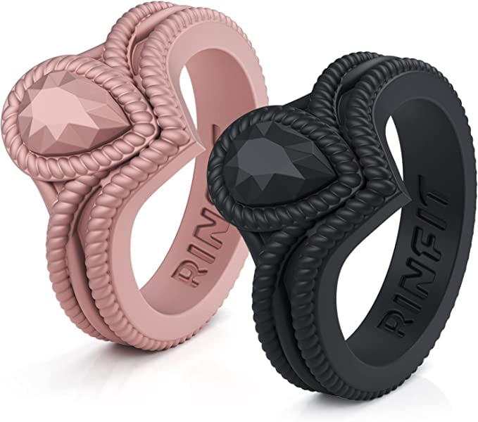 Rinfit Silicone Rings for Women - Female Wedding Rubber Bands - Pear ...