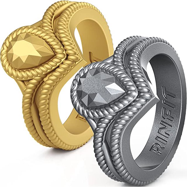 Rinfit Silicone Rings for Women - Female Wedding Rubber Bands - Pear ...