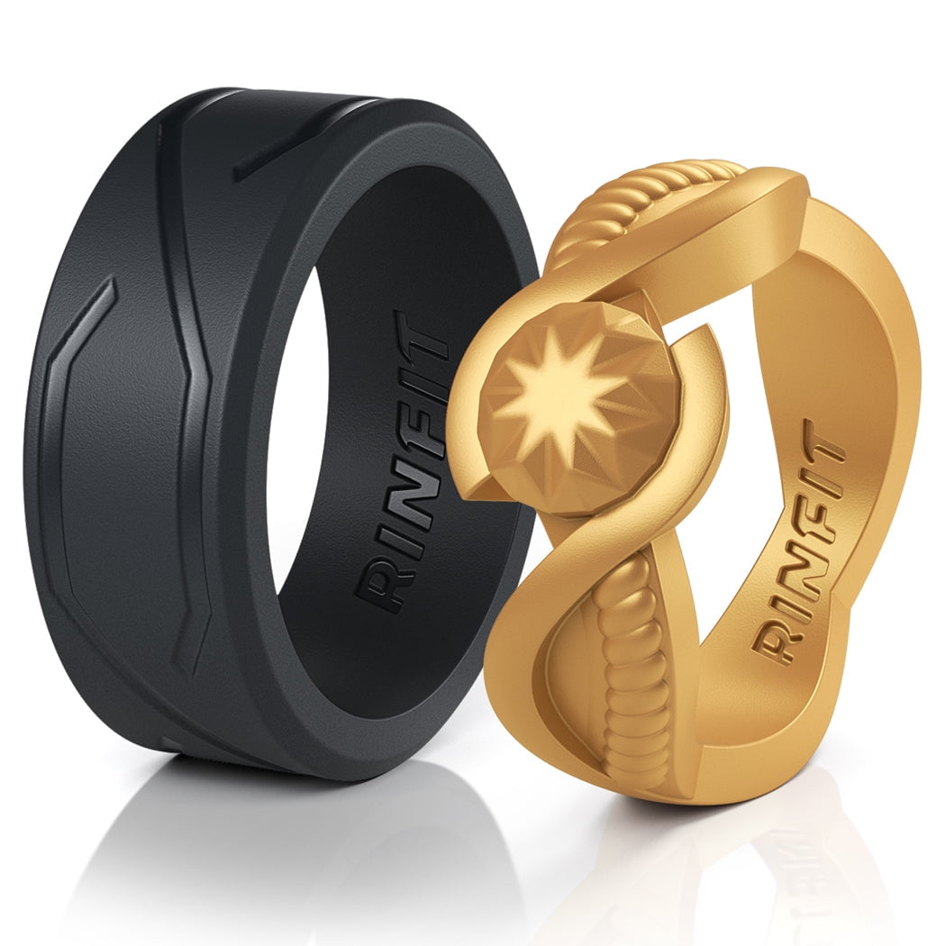 Rinfit Silicone Rings for Women & Men - Couple Sets Rubber Wedding ...