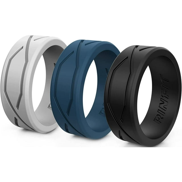Rinfit Silicone Wedding Ring for Men - Soft Rubber Wedding Band ...