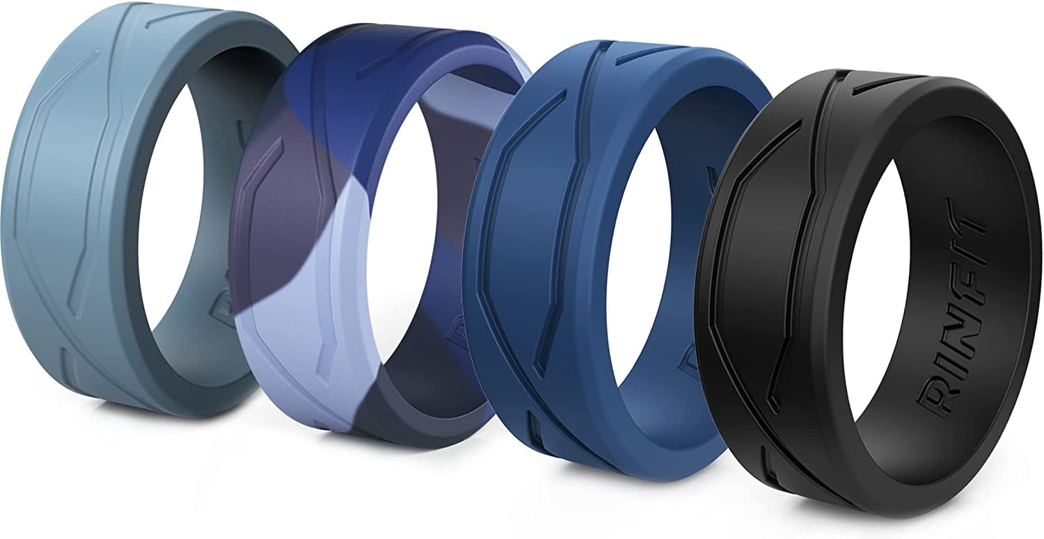 Rinfit Silicone Wedding Ring for Men - Soft Rubber Wedding Band ...