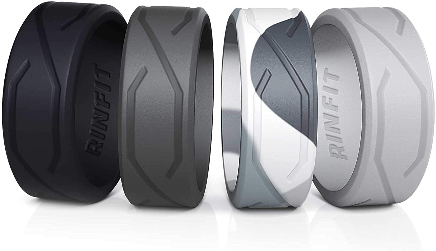 Rinfit Silicone Wedding Ring for Men - Soft Rubber Wedding Band ...