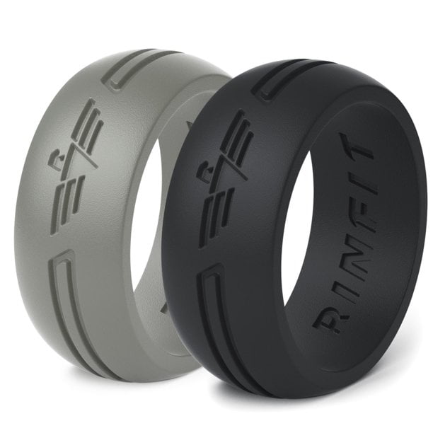 Rinfit Silicone Wedding Ring for Men - Soft Rubber Wedding Band ...