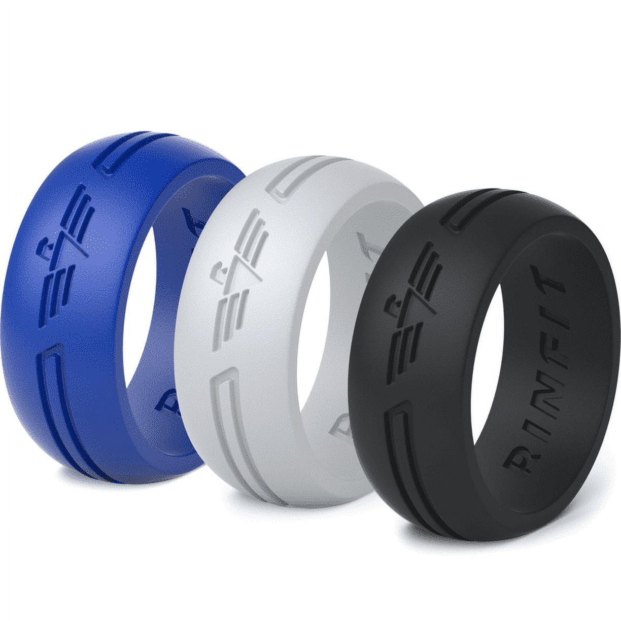 Rinfit Silicone Wedding Ring for Men - Soft Rubber Wedding Band ...