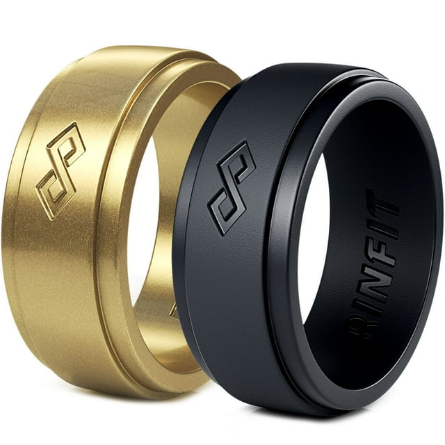 Rinfit Silicone Wedding Ring for Men - Soft Rubber Wedding Band ...