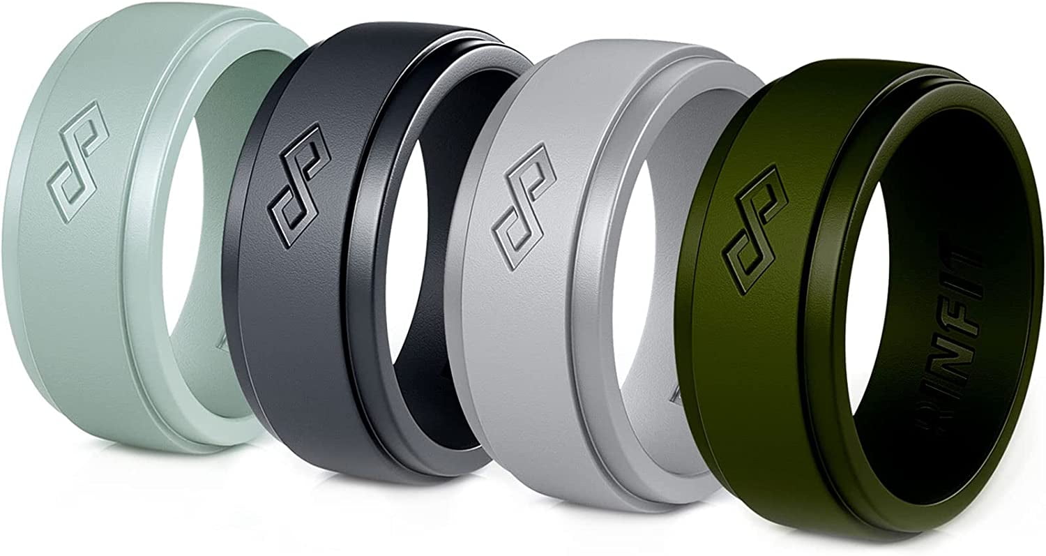 Rinfit Silicone Wedding Ring for Men - Soft Rubber Wedding Band ...