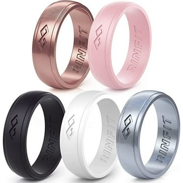 Silicone Wedding Rings for Women - Rubber Band Replacement - Metal ...