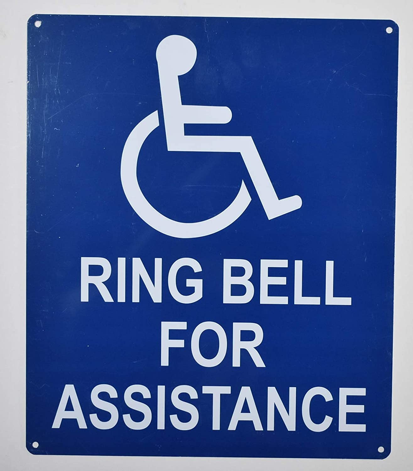 Ring Bell for Assistance Sign (White/Blue, Aluminum, 10x12)-The Pour ...