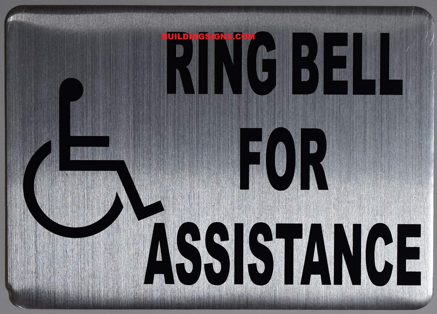 Ring Bell for Assistance with Symbol Sign (Silver, Aluminum, 5x7 ...