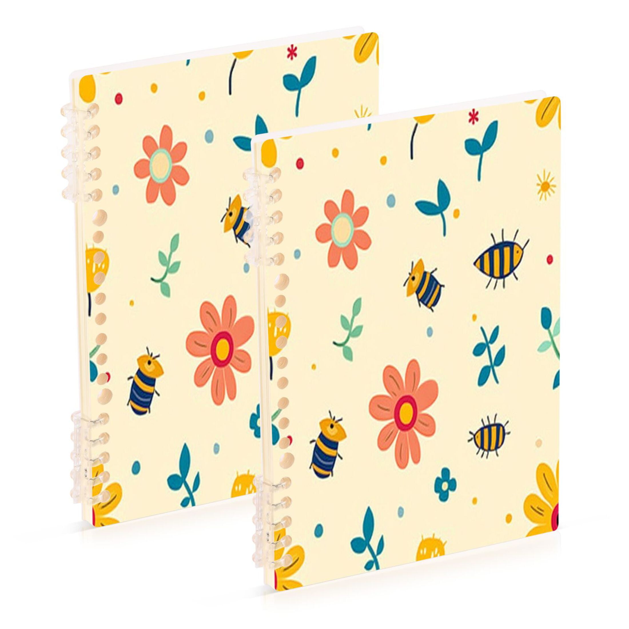 Ring Binder Notebook Journey Note Diary College Ruled Spiral Notebook Study Loose Leaf Flowers ...