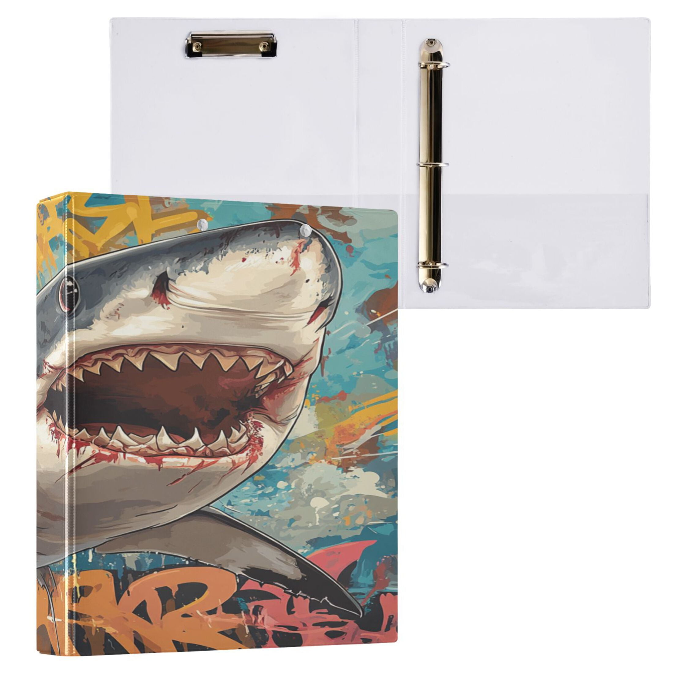 Ring Binders Attack Sharks Pattern Presentation1.5-inch, Slant Ring One ...