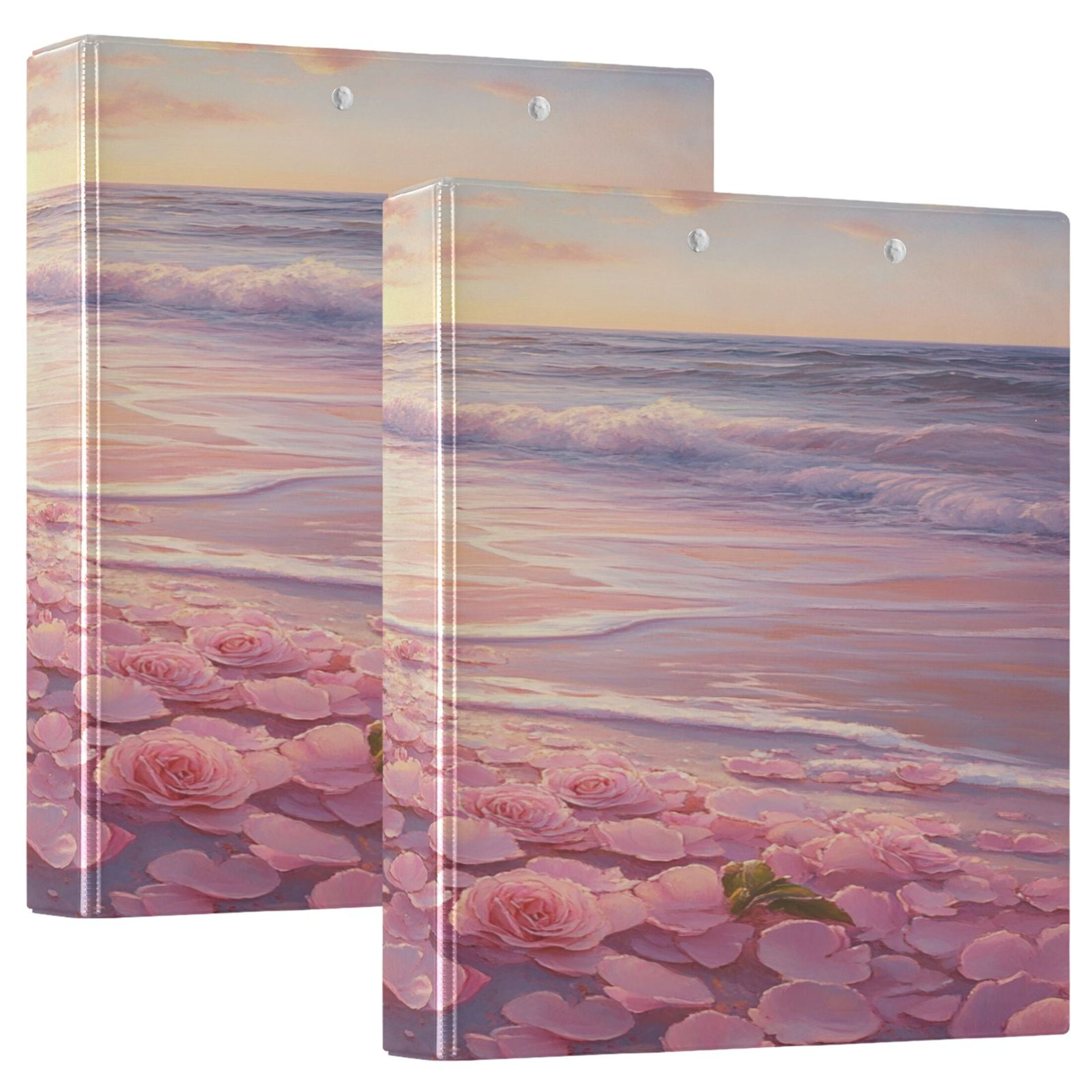 Ring Binders Beach with Pink Rose Petals Presentation1.5-inch, Slant ...
