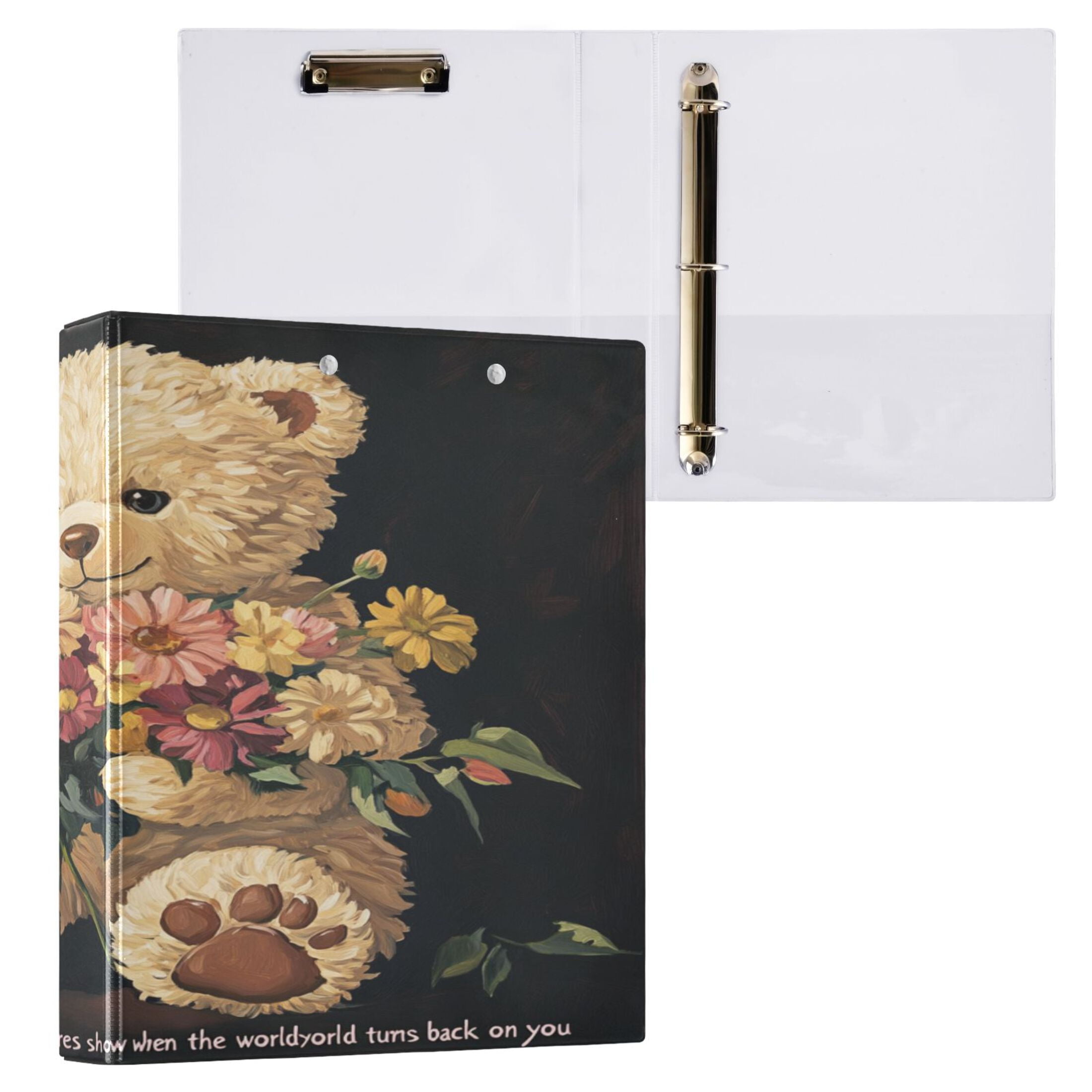 Ring Binders Bear Holding Flower Presentation1.5-inch, Slant Ring One ...
