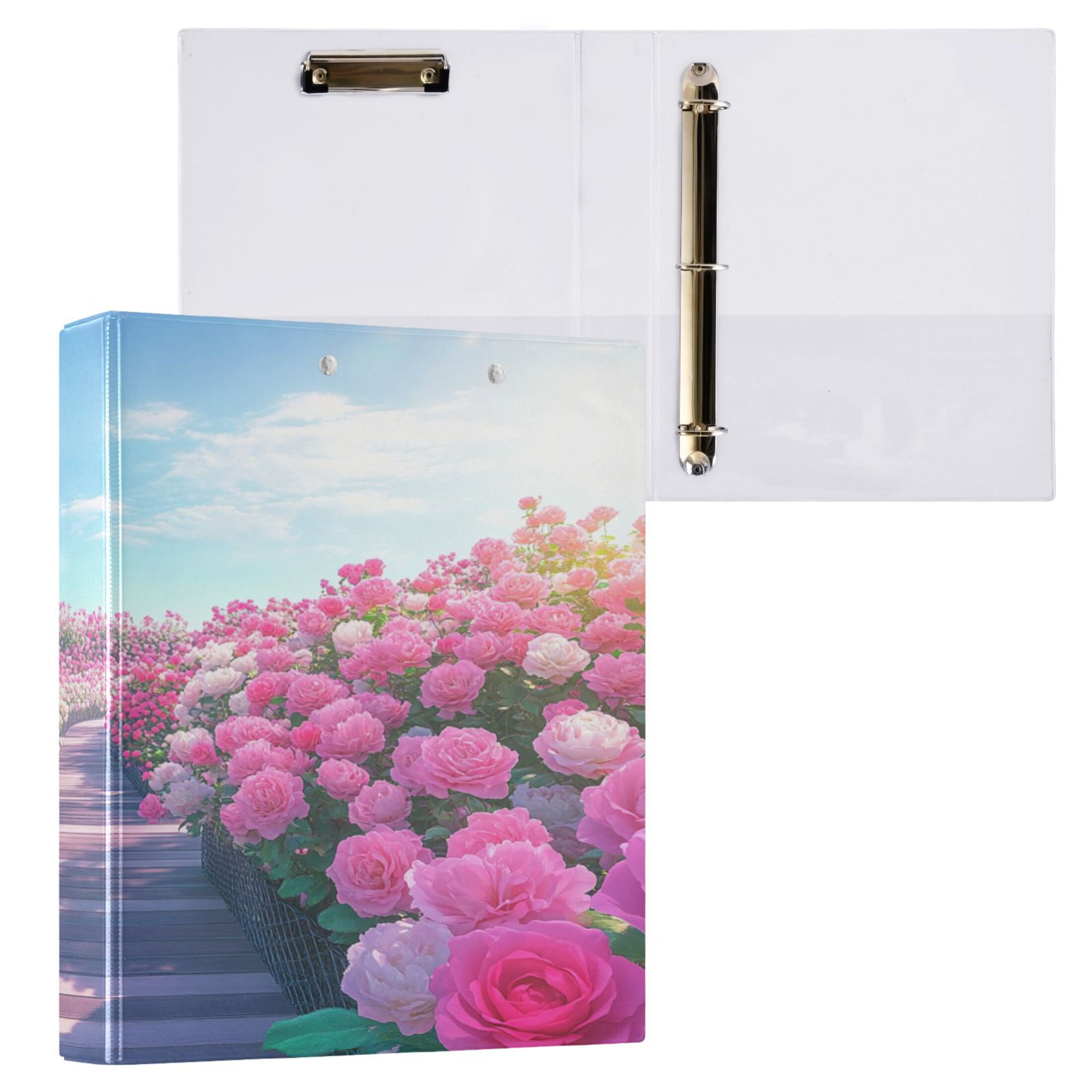 Ring Binders Blooming Pink Rose Garden Presentation1.5-inch, Slant Ring ...