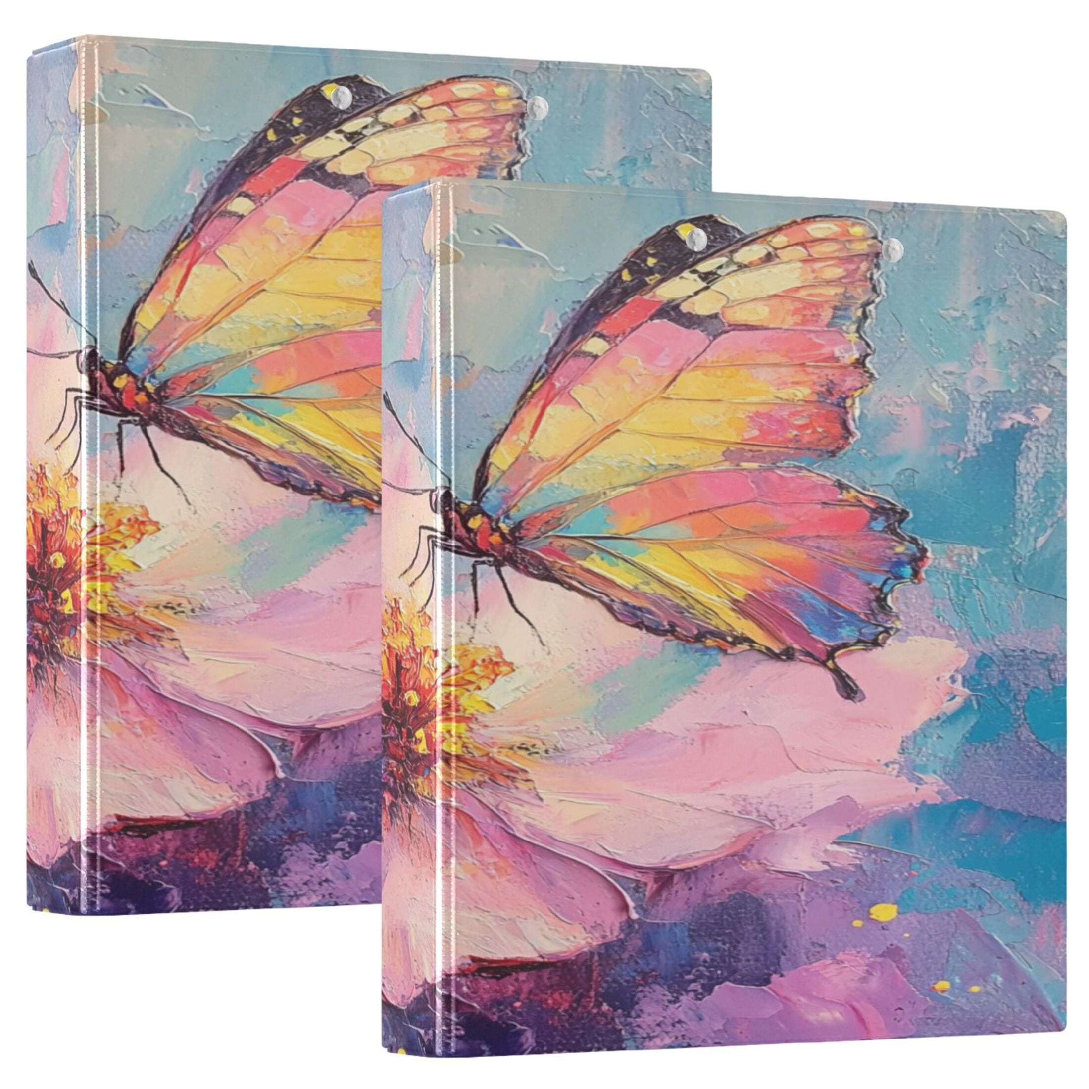 Ring Binders Butterfly and Flower Painting Presentation1.5-inch, Slant ...