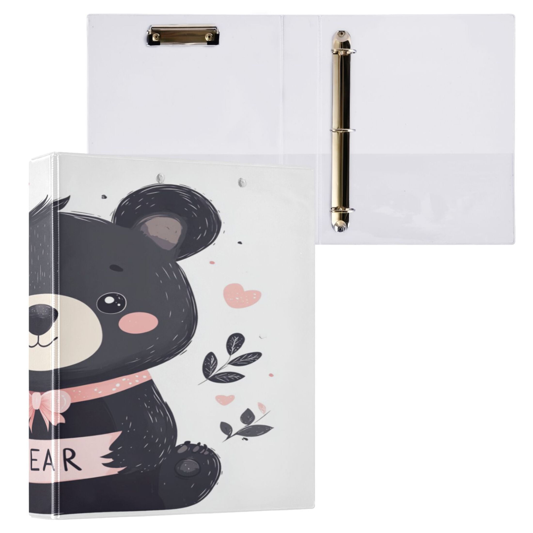 Ring Binders Cartoon Black Bear Pattern Presentation1.5-inch, Slant ...
