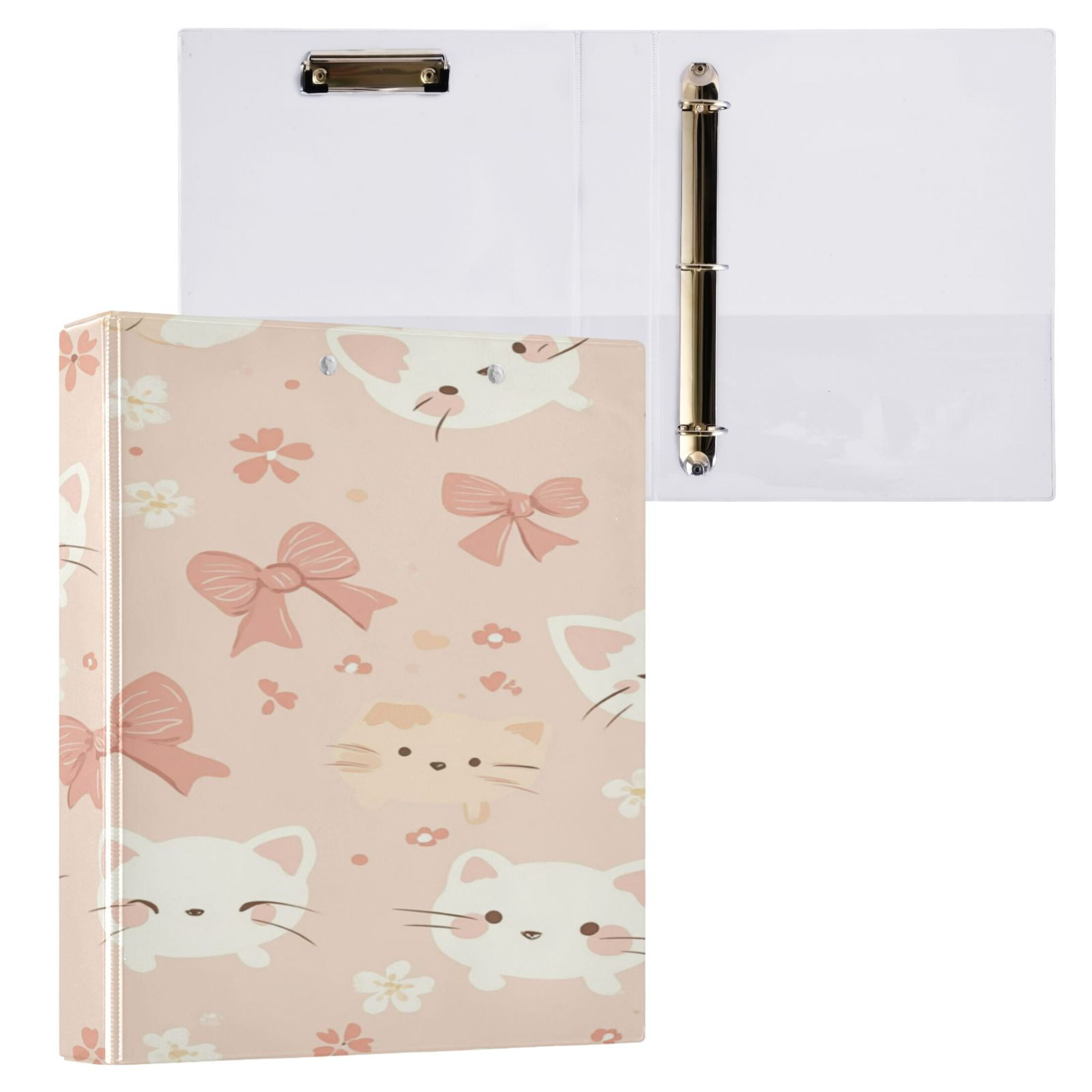 Ring Binders Cute Cat Bow-knot Presentation1.5-inch, Slant Ring One ...