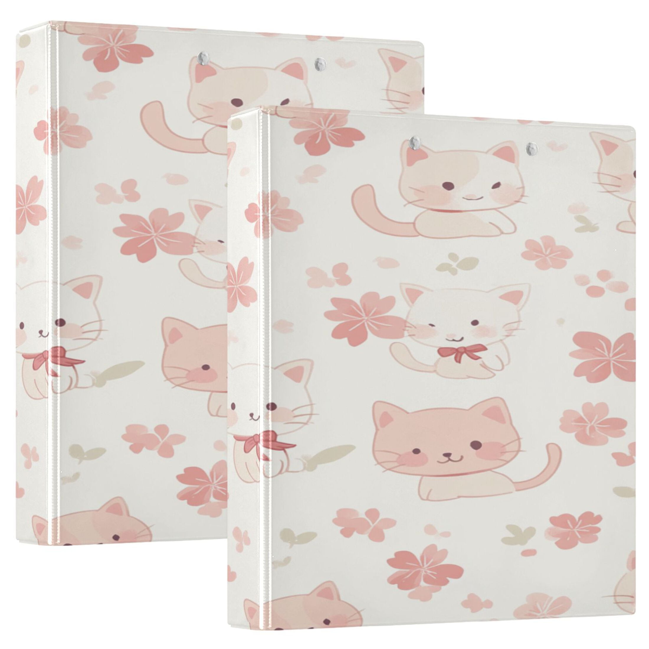 Ring Binders Cute Cat and Blossom Presentation1.5-inch, Slant Ring One ...