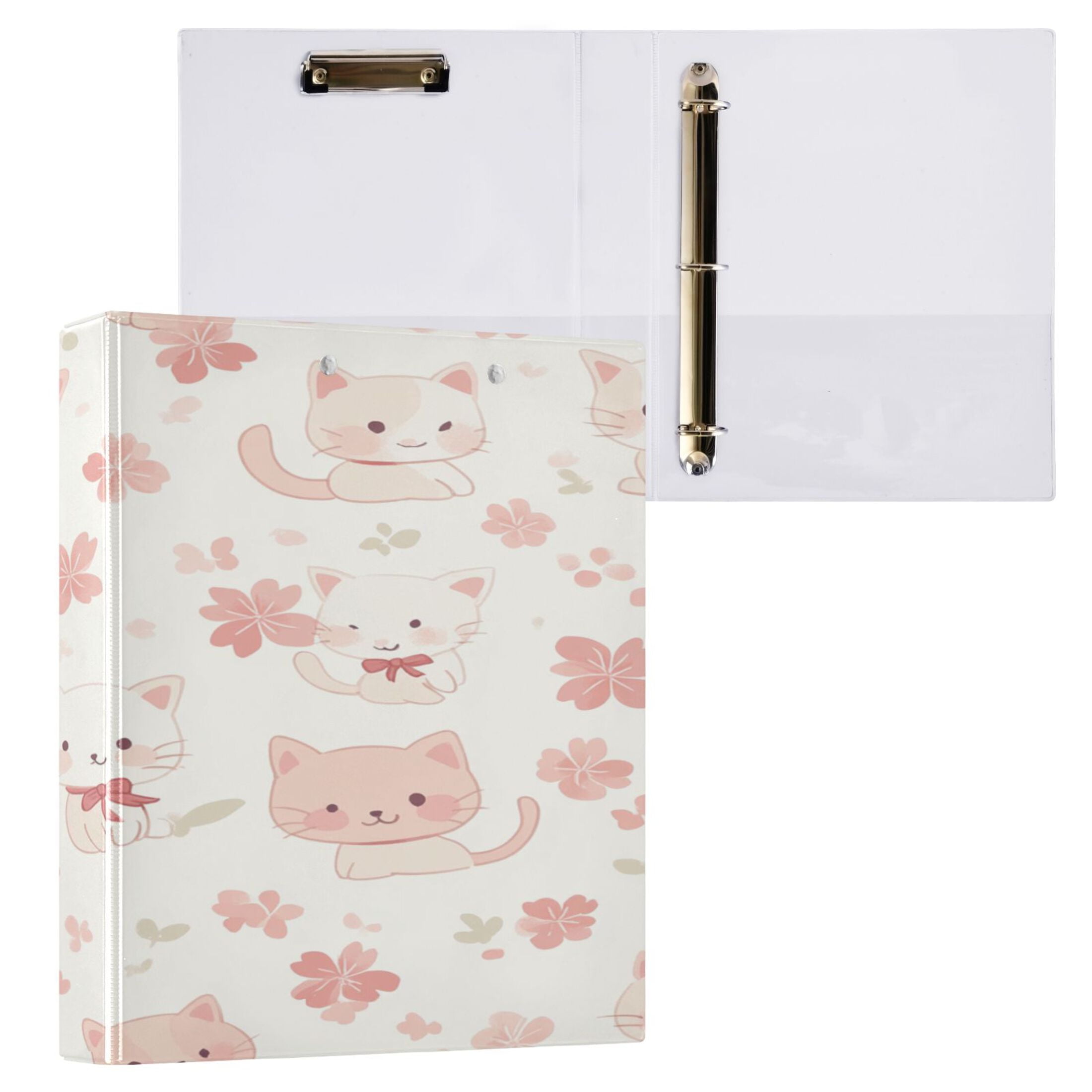 Ring Binders Cute Cat and Blossom Presentation1.5-inch, Slant Ring One ...