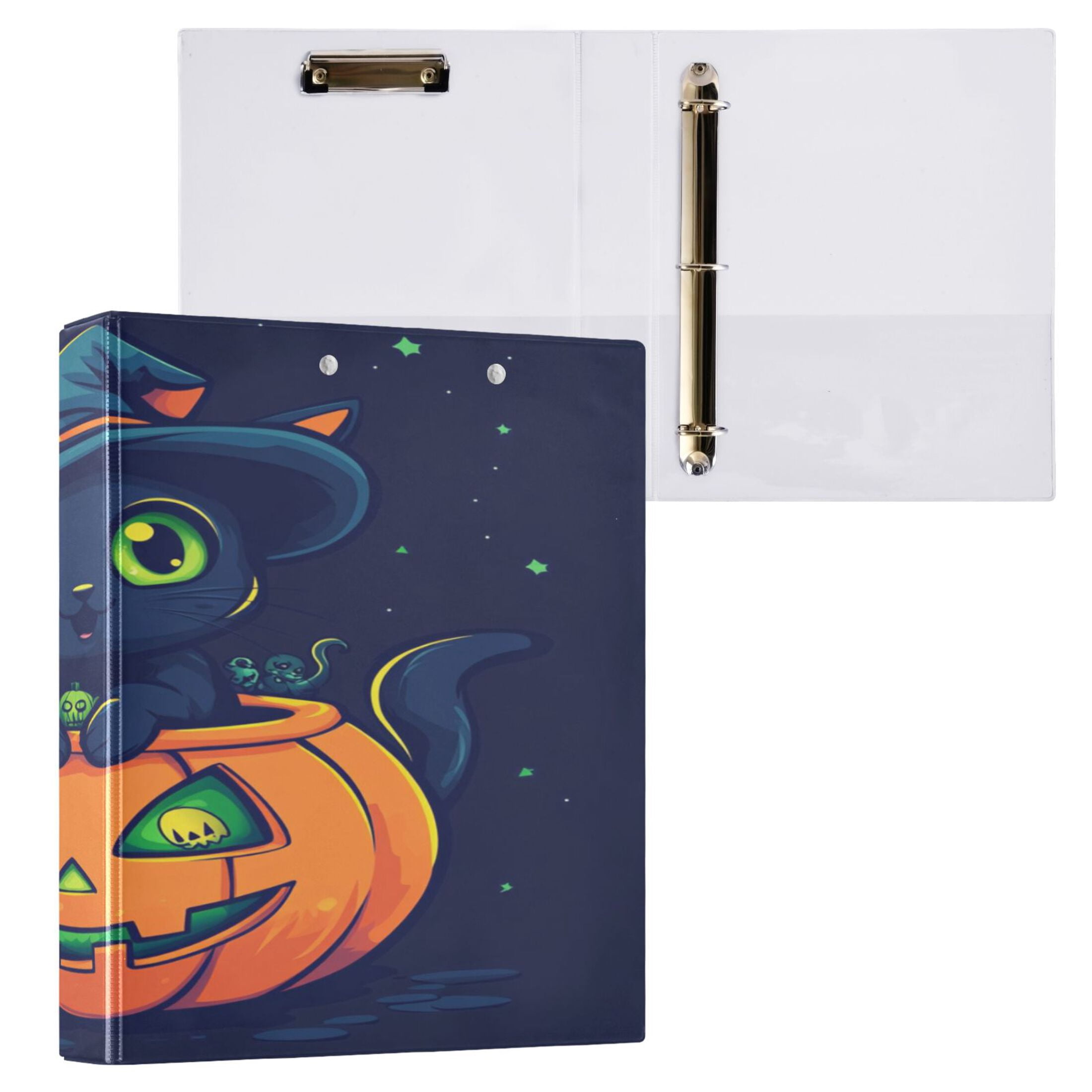 Ring Binders Cute Dark Cat Presentation1.5-inch, Slant Ring One-Touch ...