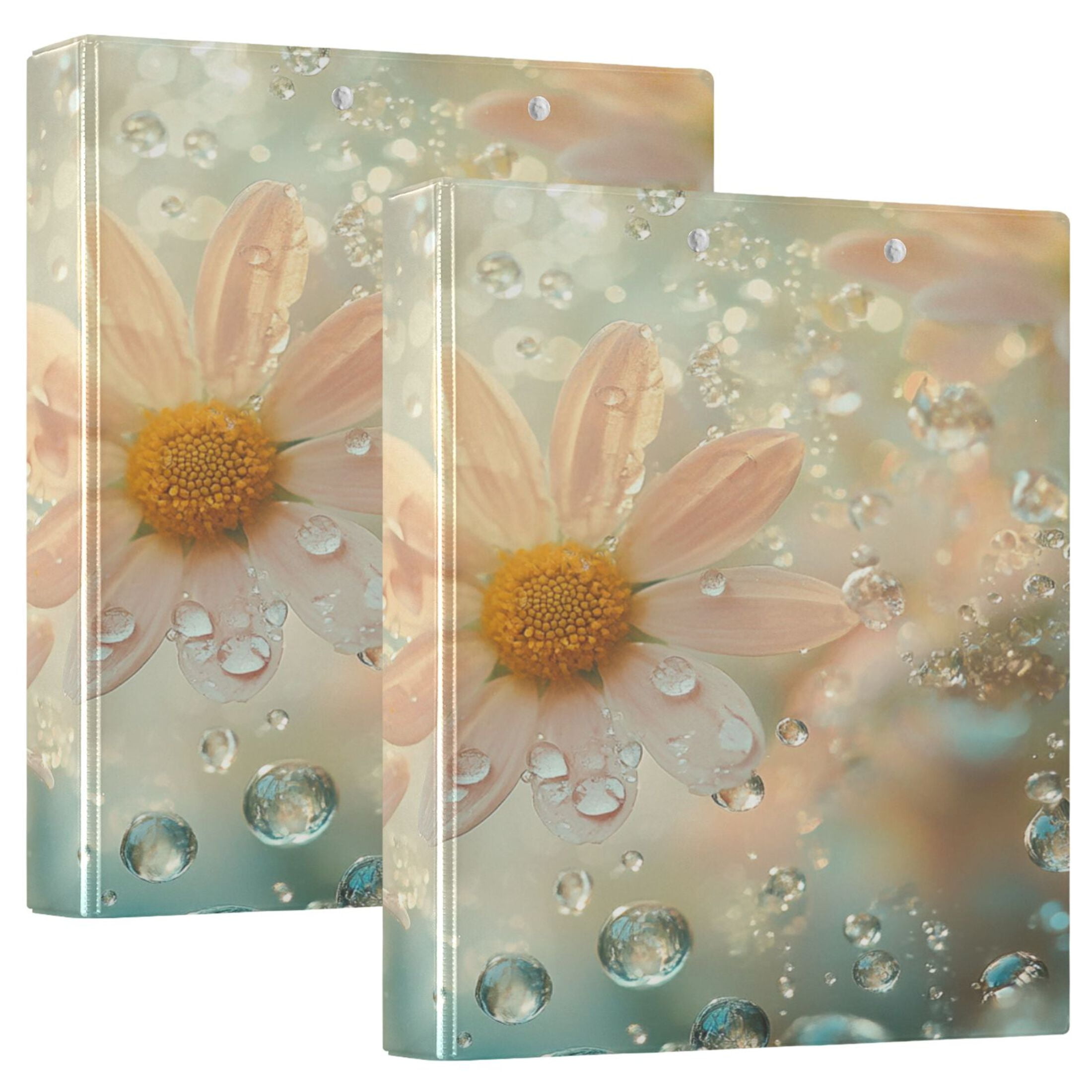 Ring Binders Daisy Flowers with Water Droplets Presentation1.5-inch ...