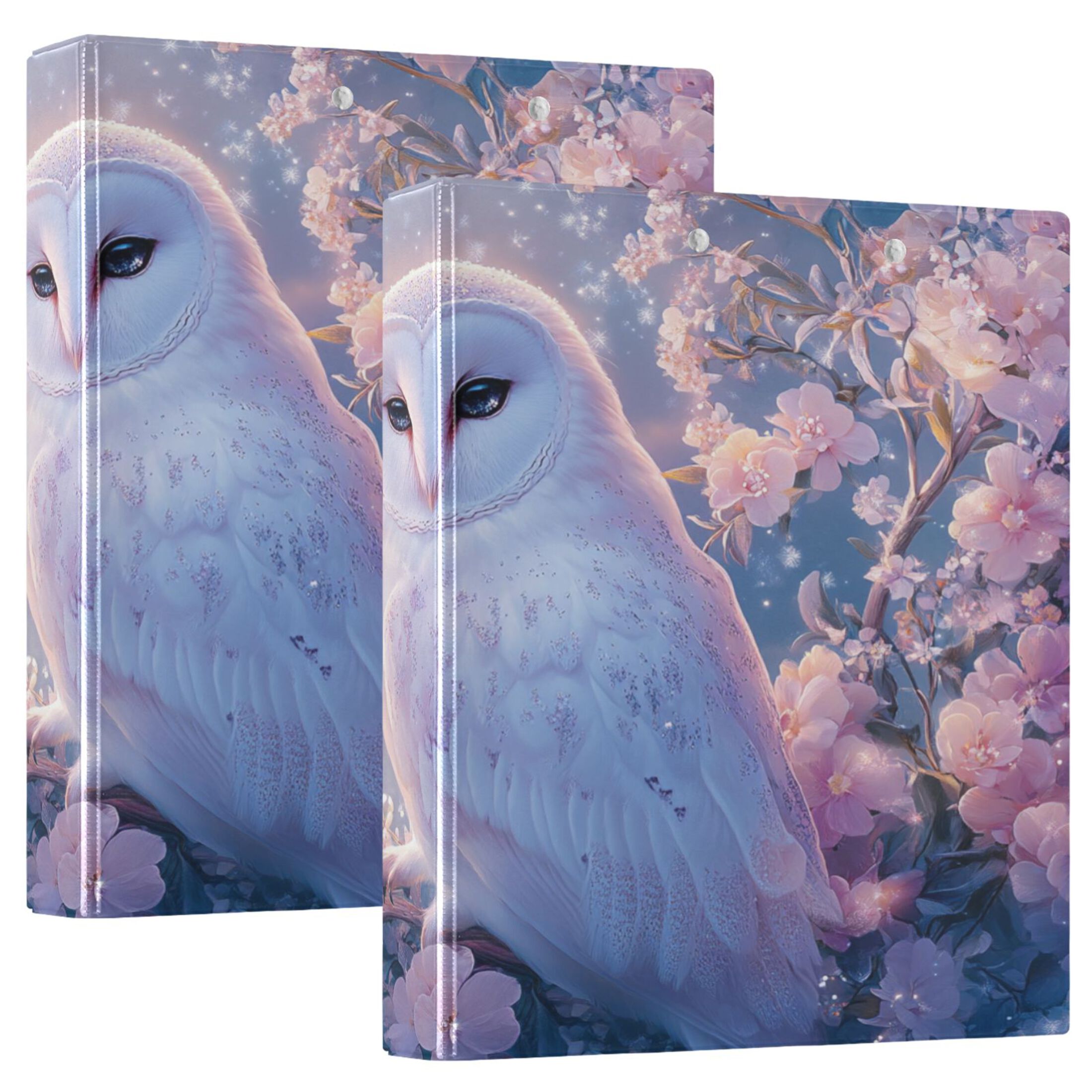 Ring Binders Owl in Moonlit Cherry Blossoms Presentation1.5-inch, Slant ...