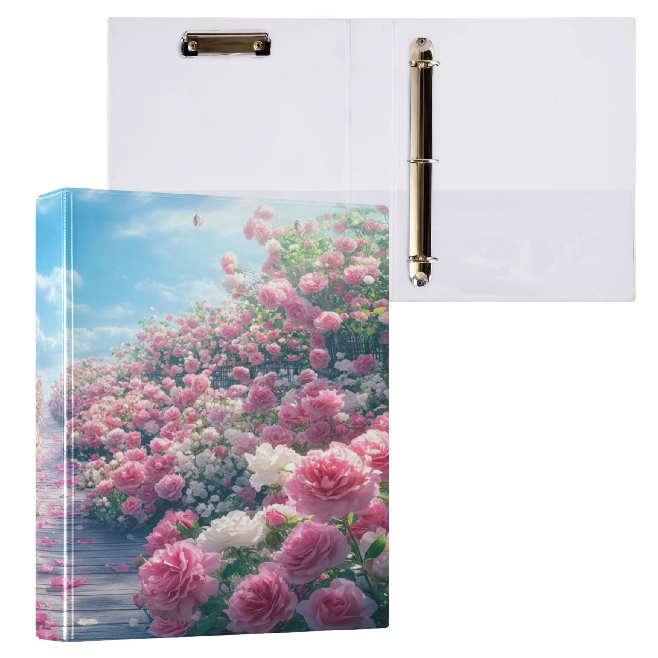 Ring Binders Pathway Lined with Pink_roses Presentation1.5-inch, Slant ...