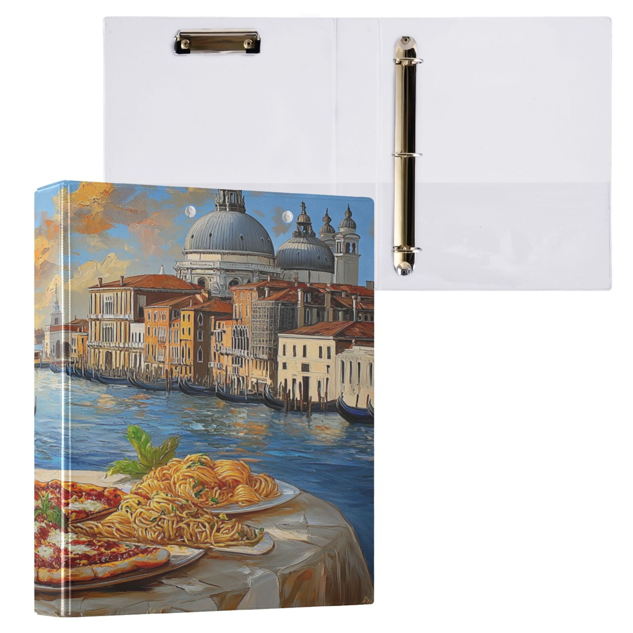 Ring Binders Pizza Pasta Wine Venetian Canal Presentation1.5-inch ...