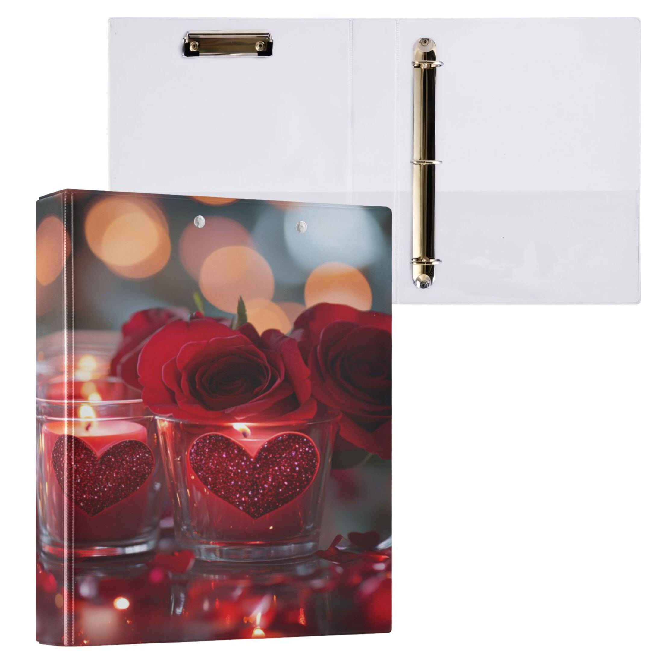 Ring Binders Red Heart Candles and Petals Presentation1.5-inch, Slant ...