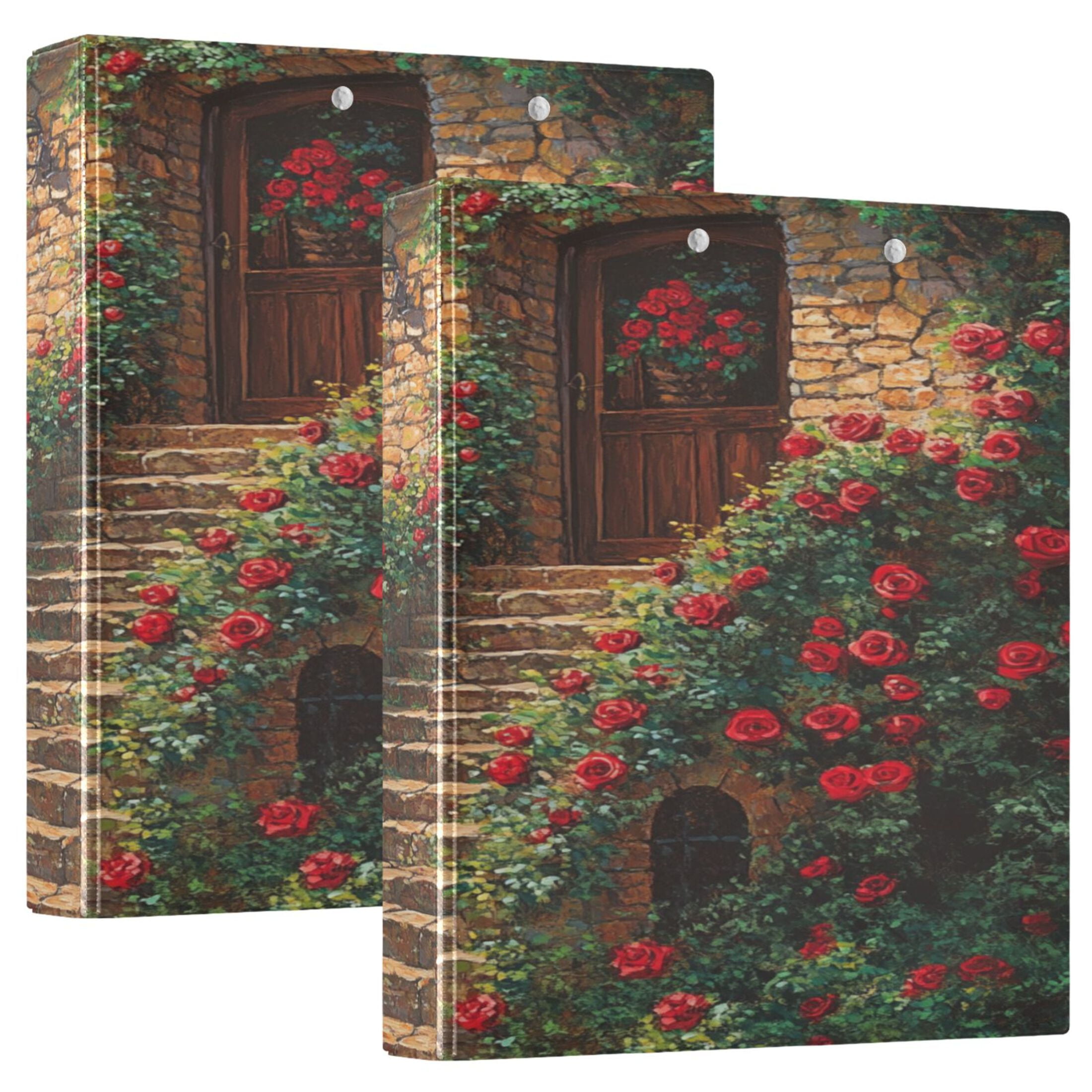 Ring Binders Stone Steps with Red Roses Presentation1.5-inch, Slant ...