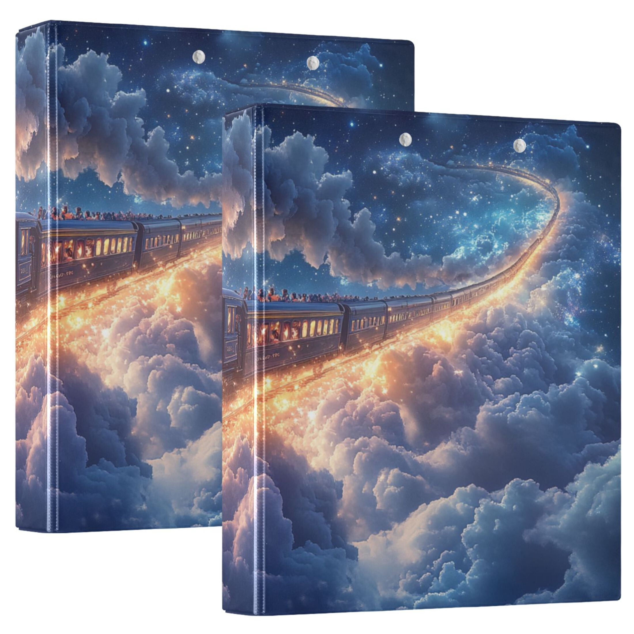 Ring Binders Train Riding on Glowing Clouds Presentation1.5-inch, Slant ...