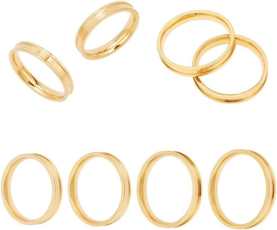 Ring Blanks Stainless Steel Grooved Rings Blank Core Ring Round Empty ...
