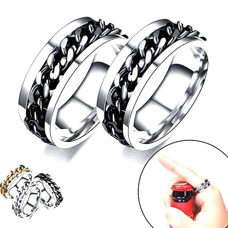 Ring Bottle Opener Titanium Steel Chain Rotation Rings Unisex Excellent ...