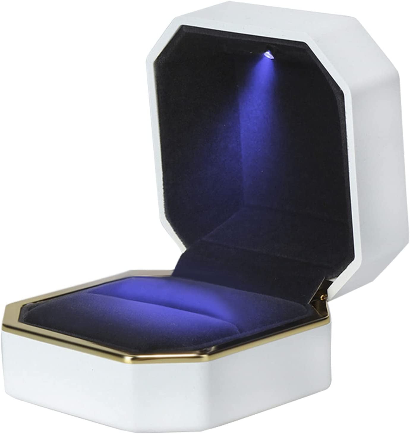 Ring Box, 3 inches Square Velvet Wedding Ring Case for Women Men ...