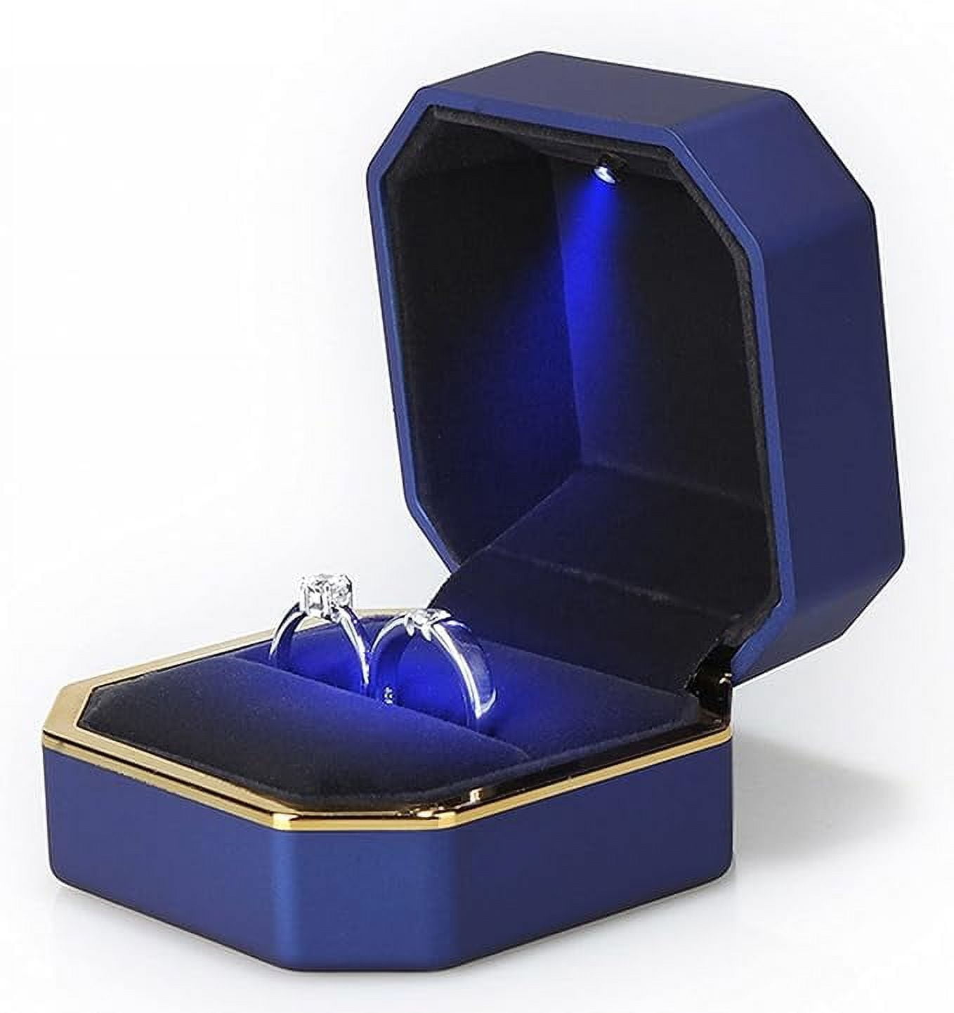 Ring Box, Jewelry Gift Boxes, Square Velvet Interior Elegant Style ...