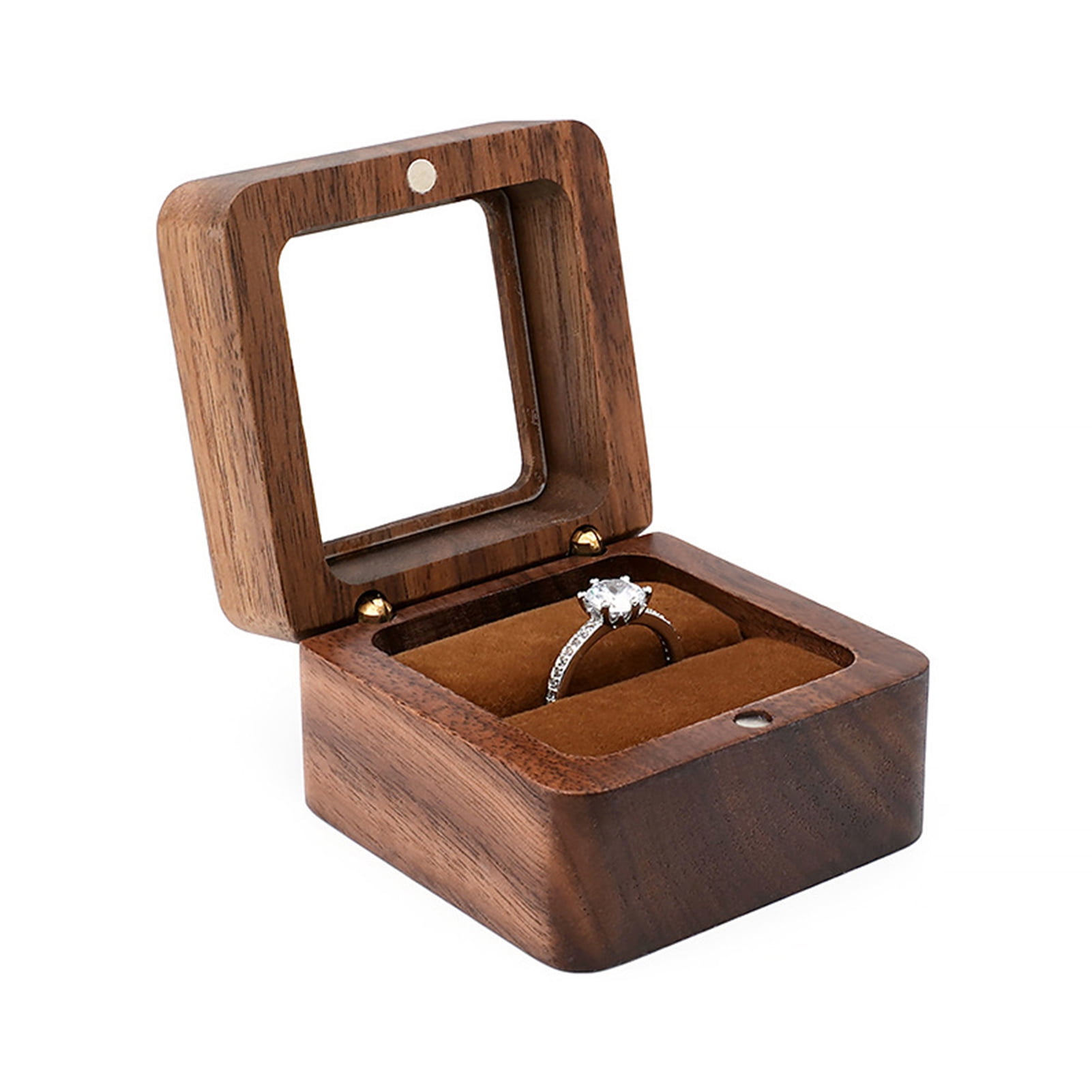 Ring Box Square Portable Wood Vintage Design Earring Box for Wedding ...