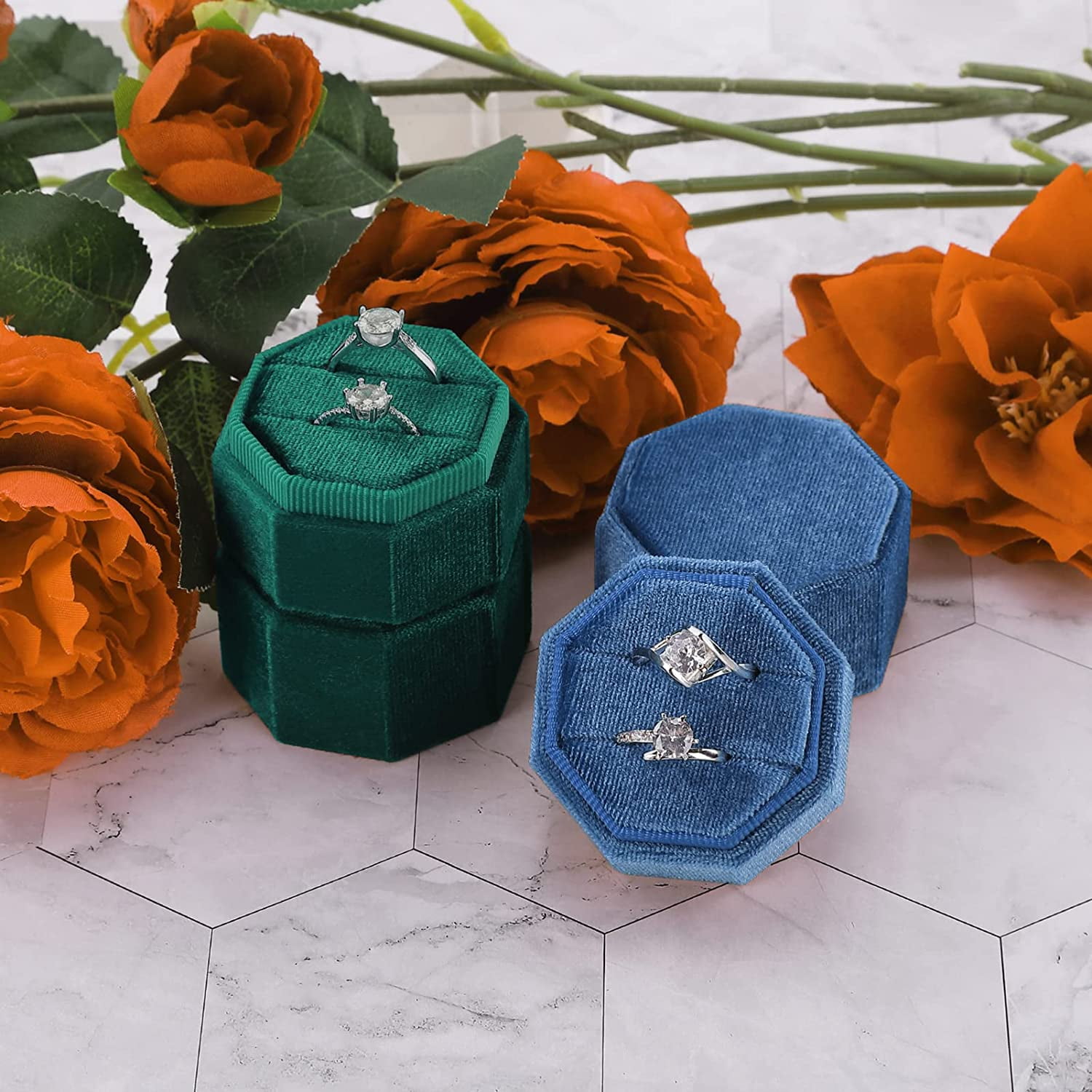 Ring Box, Velvet Jewelry Boxes For Proposal Engagement Wedding Ceremony ...