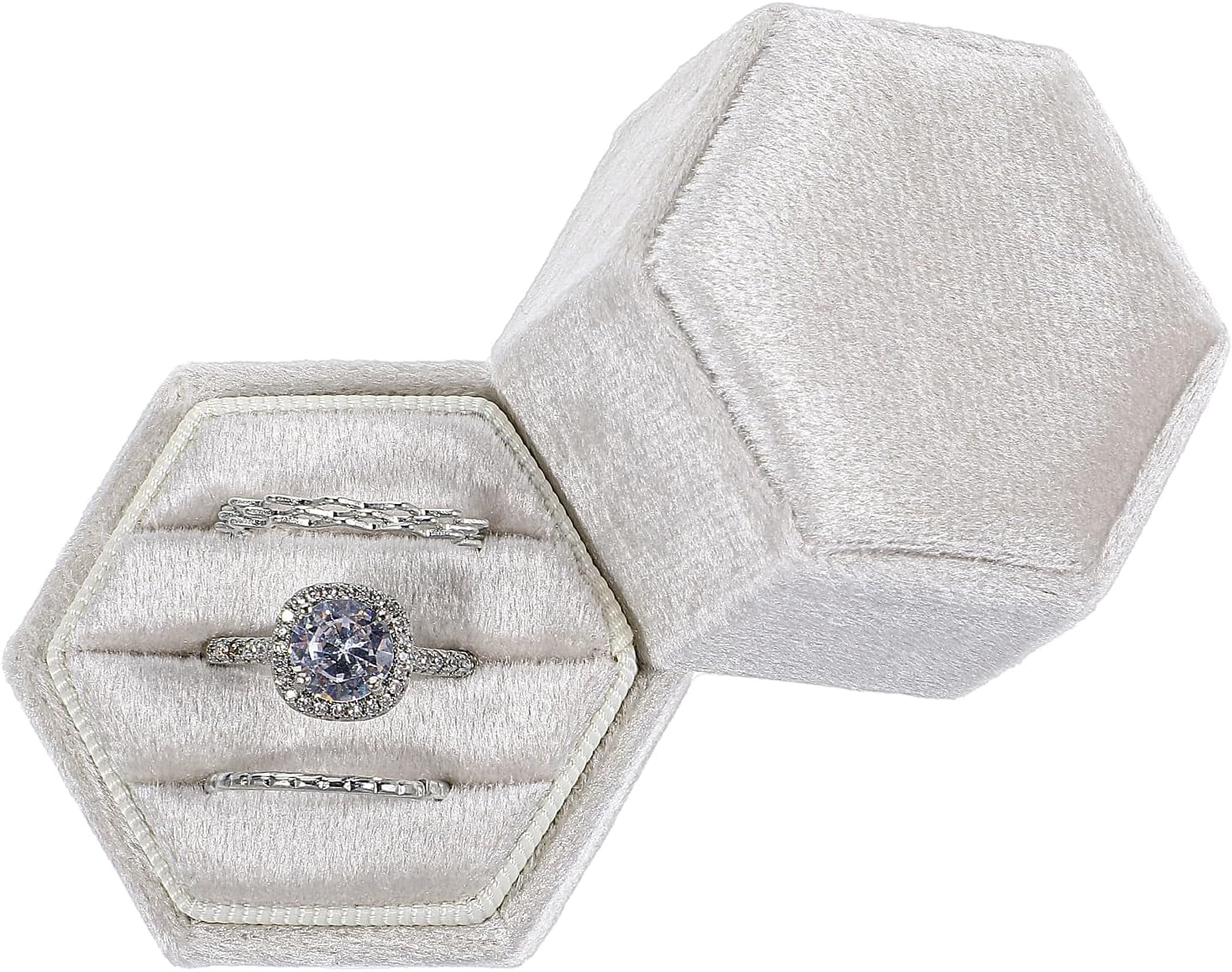 Ring Box Wedding Day, Portable Lightweight Ring Box 3 Slots White ...