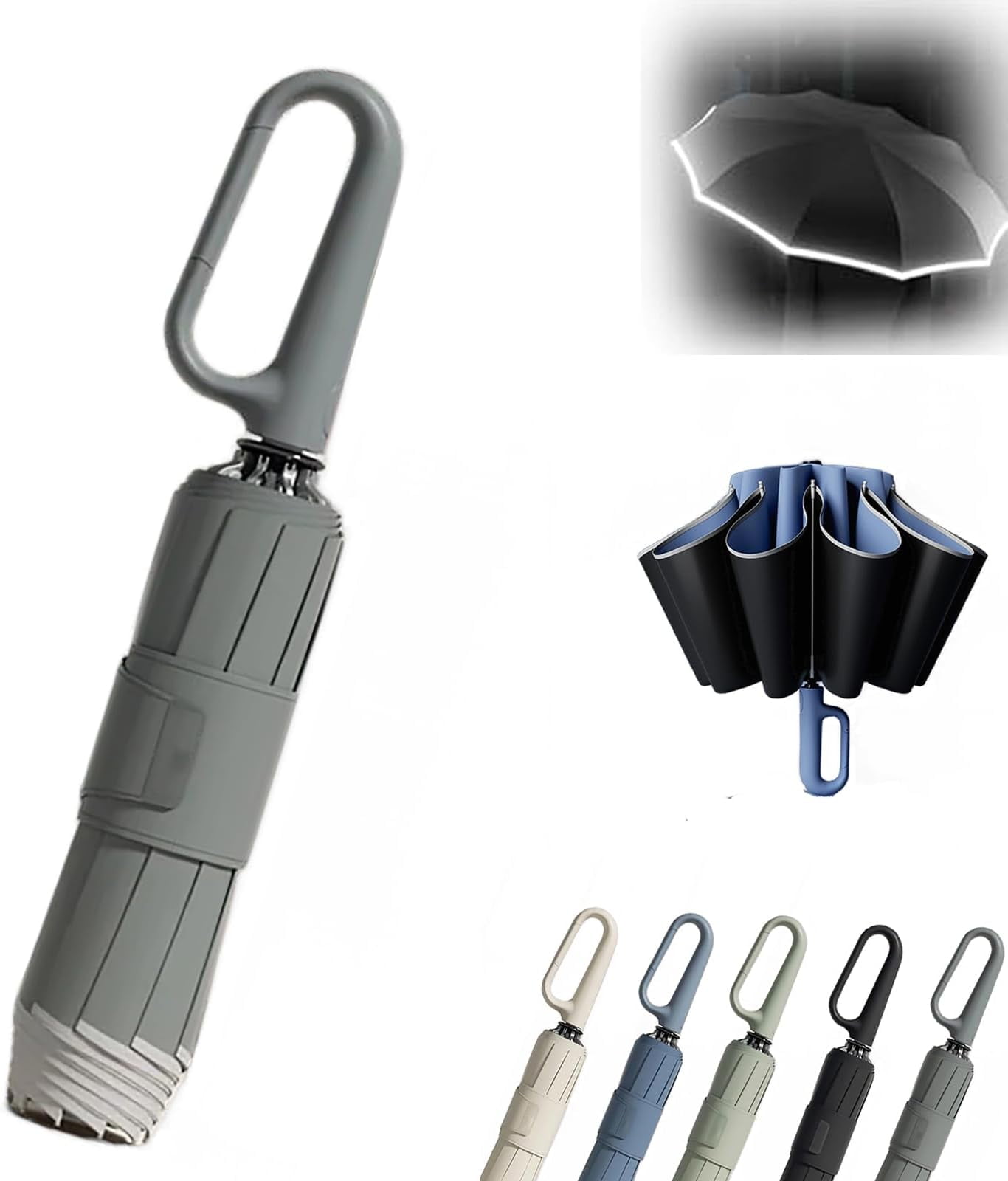 Ring Buckle Umbrella, Reflective Safety Strip, Sturdy Windproof, Travel ...