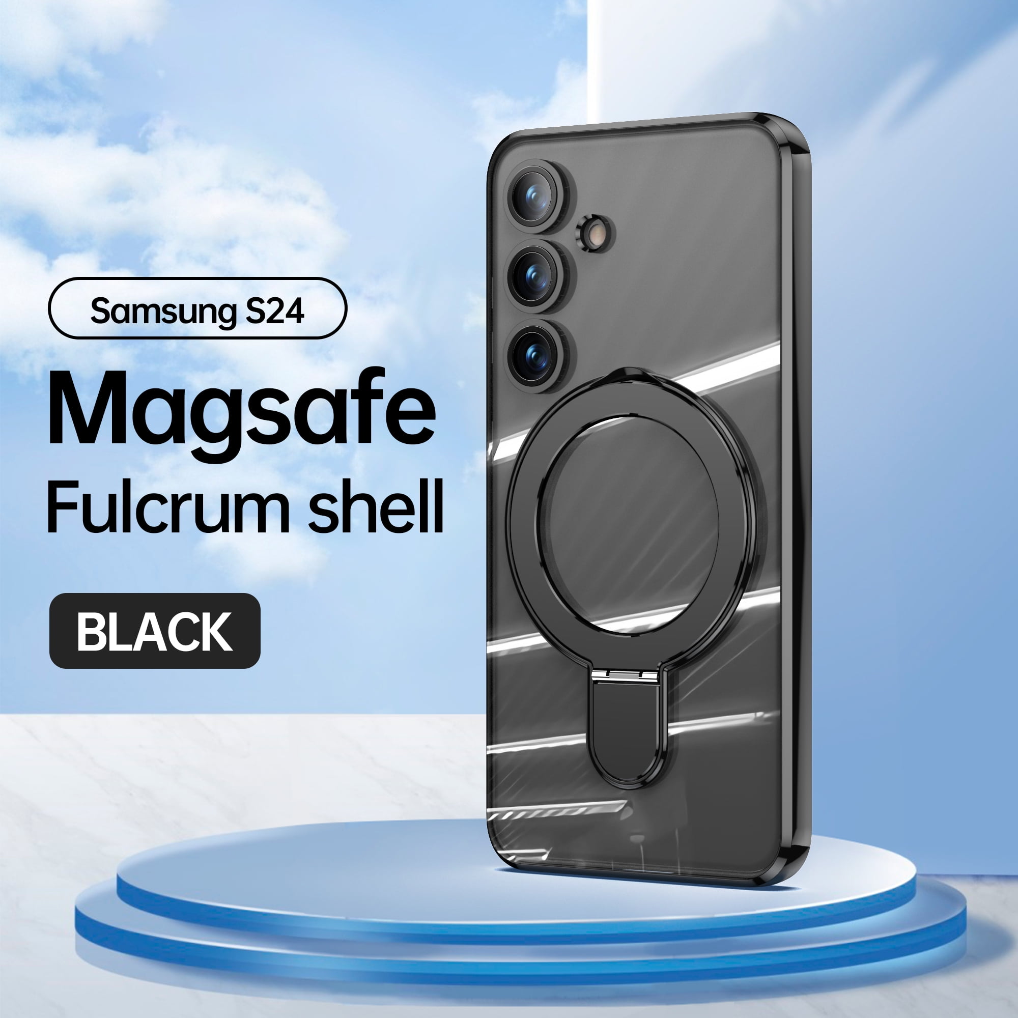 [Ring Compatible with MagSafe Invisible Stand] Magnetic for Samsung Galaxy S25 Plus Case, [Clear ...