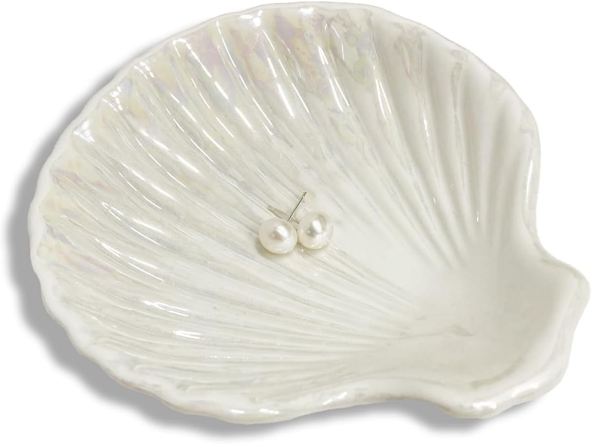 Ring Dish Shell Shape Ceramic Jewelry Dish Tray, Decorative Trinket ...