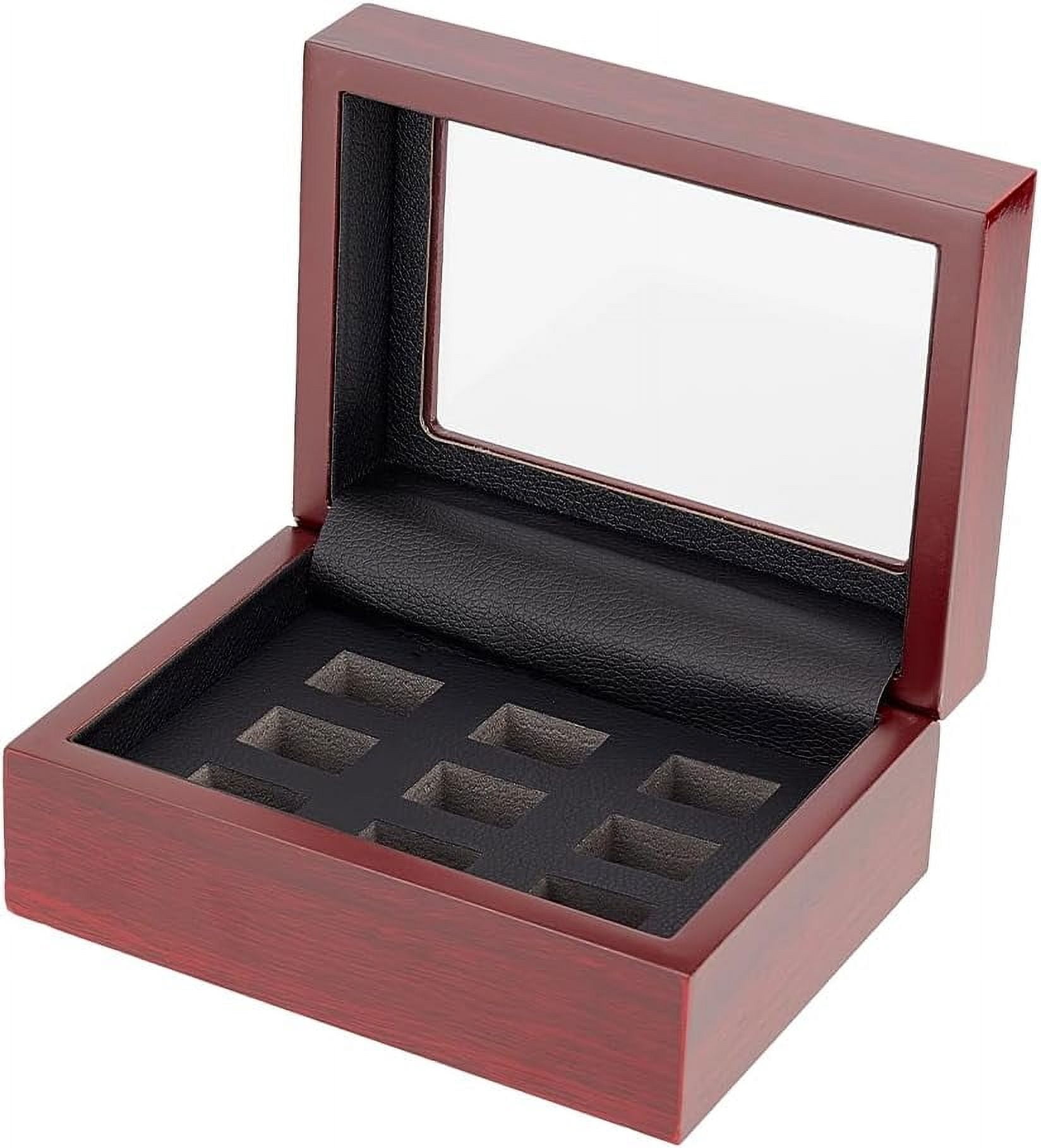 Ring Display Case Championship 9-Slot Wooden Championship Rings Display ...
