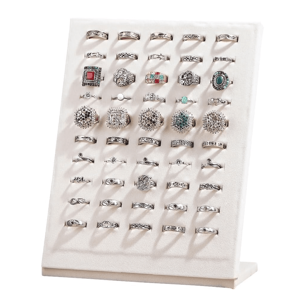 Ring Display Stand, Velvet Ring Holder, 50 Slots Rings Organizer ...