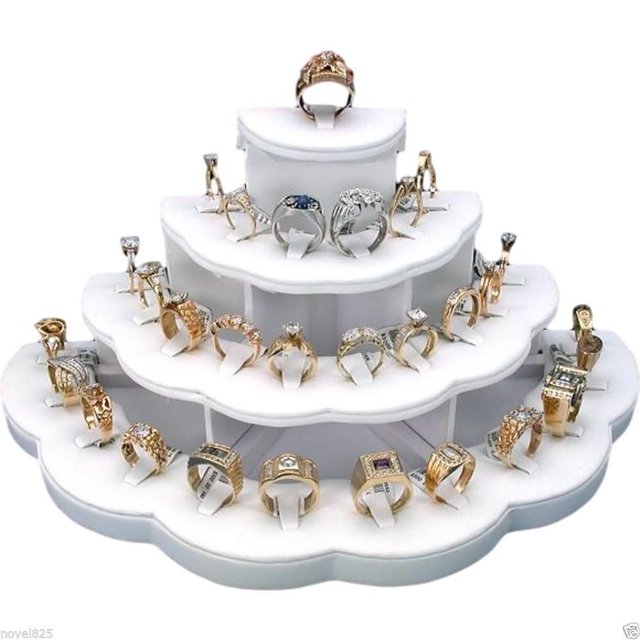 Ring Display White Faux Leather Holds 29 Rings Jewelry - Walmart.com