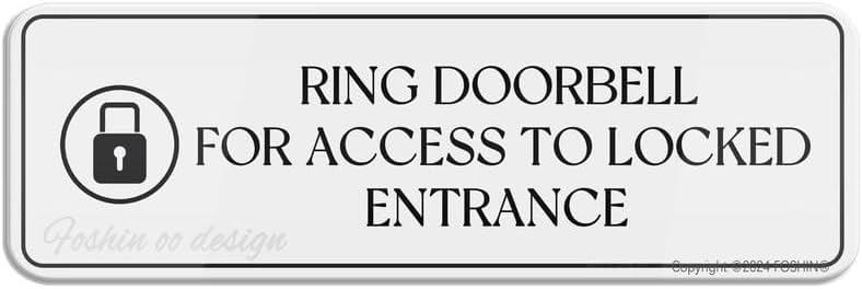 Ring Doorbell For Access To Locked Entrance Wall Or Door Sign 10 X 3 ...