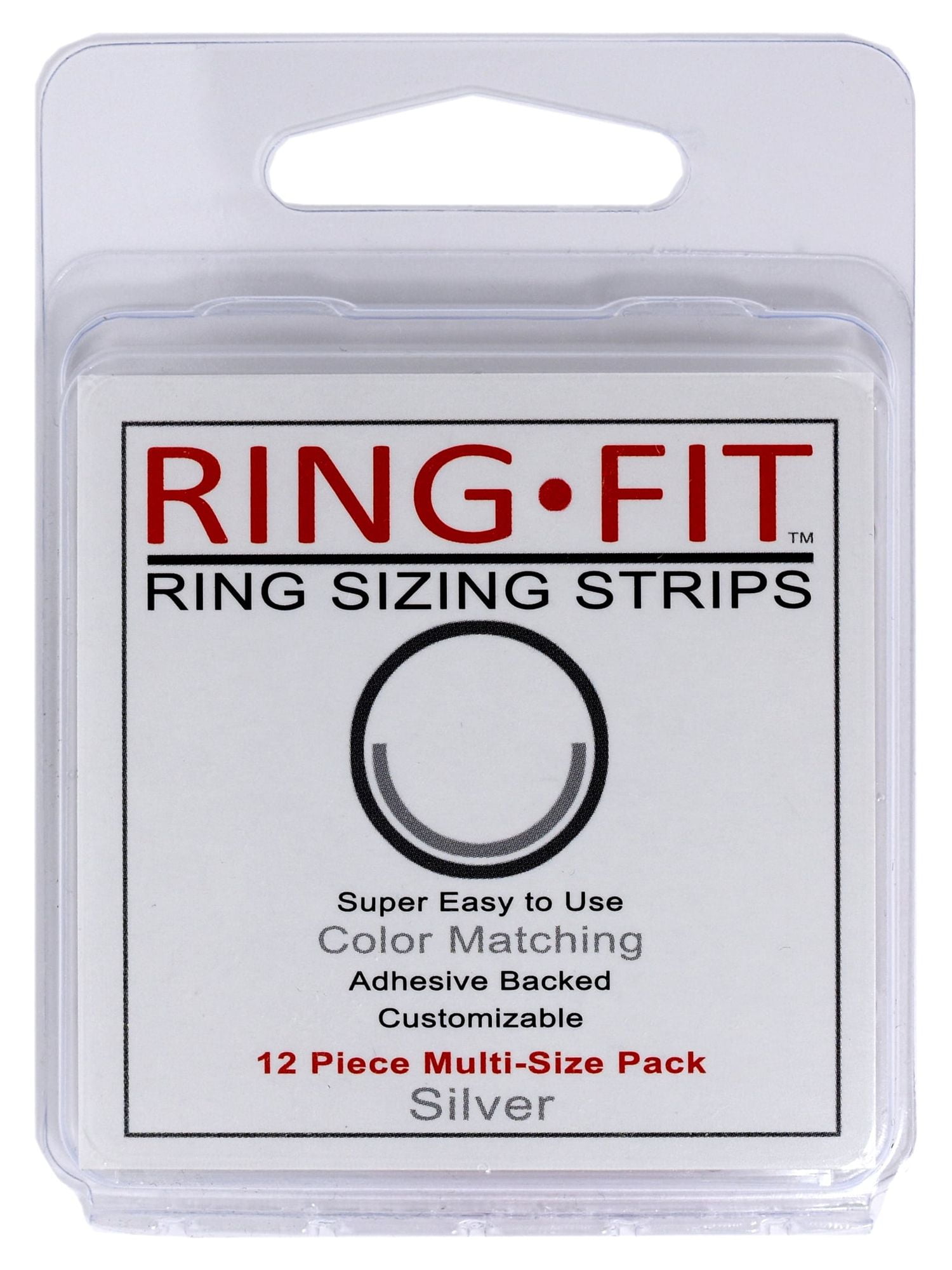 Ring-Fit Ring Sizing Strips for WIDE Rings (wider than 3mm) - Silver 12 ...