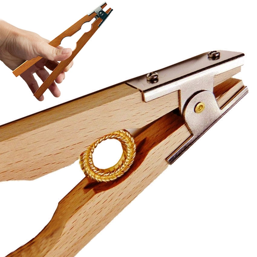 Ring Holder Tool Hand Clamp Wooden Grinding Handle Jewelry Making Hand ...